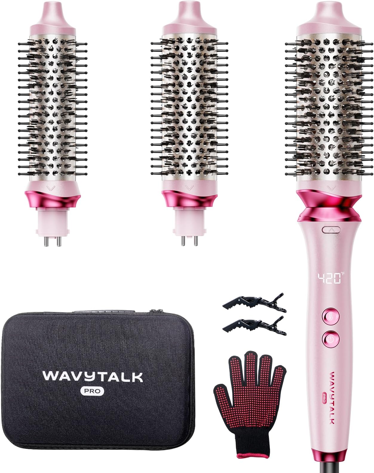 Amazon.com: Wavytalk Heatwave Pro Ionic Thermal Brush Set, Dual Voltage 3-Size Heated Round ...