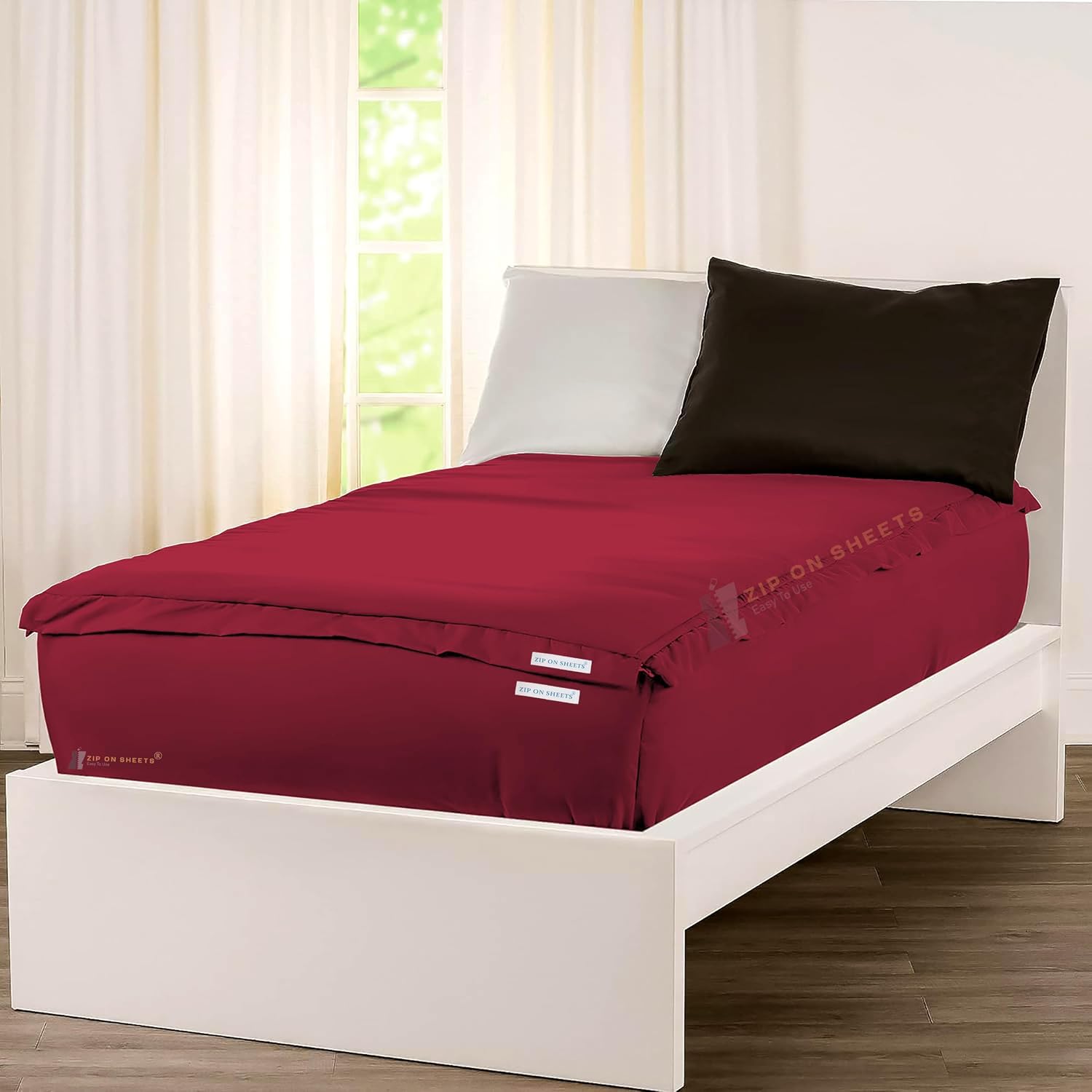 Amazon.com: Zip On Sheets™ Twin Size Zipper Fitted Sheets - Includes 2 ...