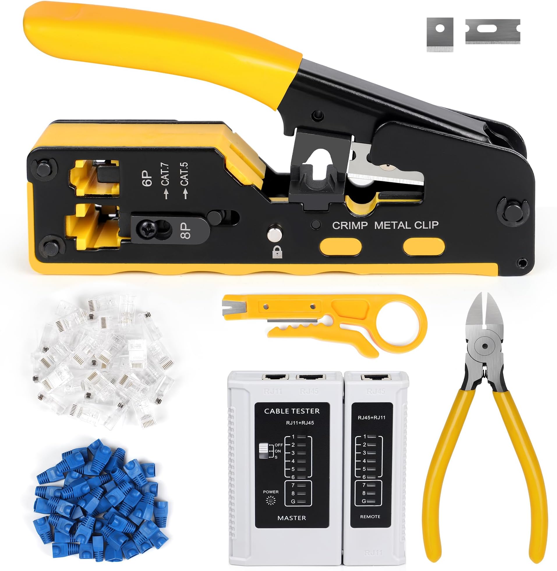 LEATBUY CAT5 Crimper Tool Kit for RJ45 Crimping Tool Set CAT6 ...