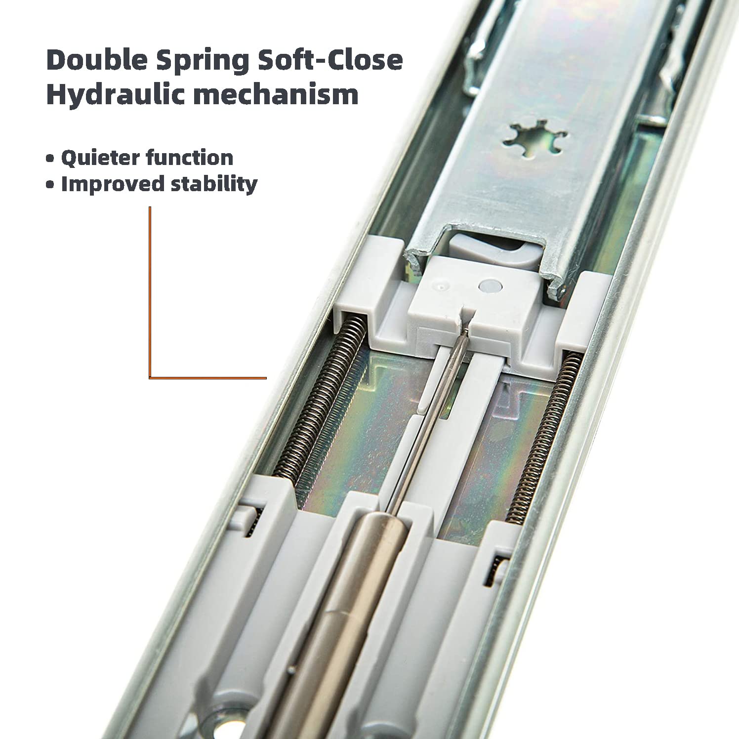 Decobasics Double Spring Soft Close Drawer Slides 20 inch (10 Set/Pair ...