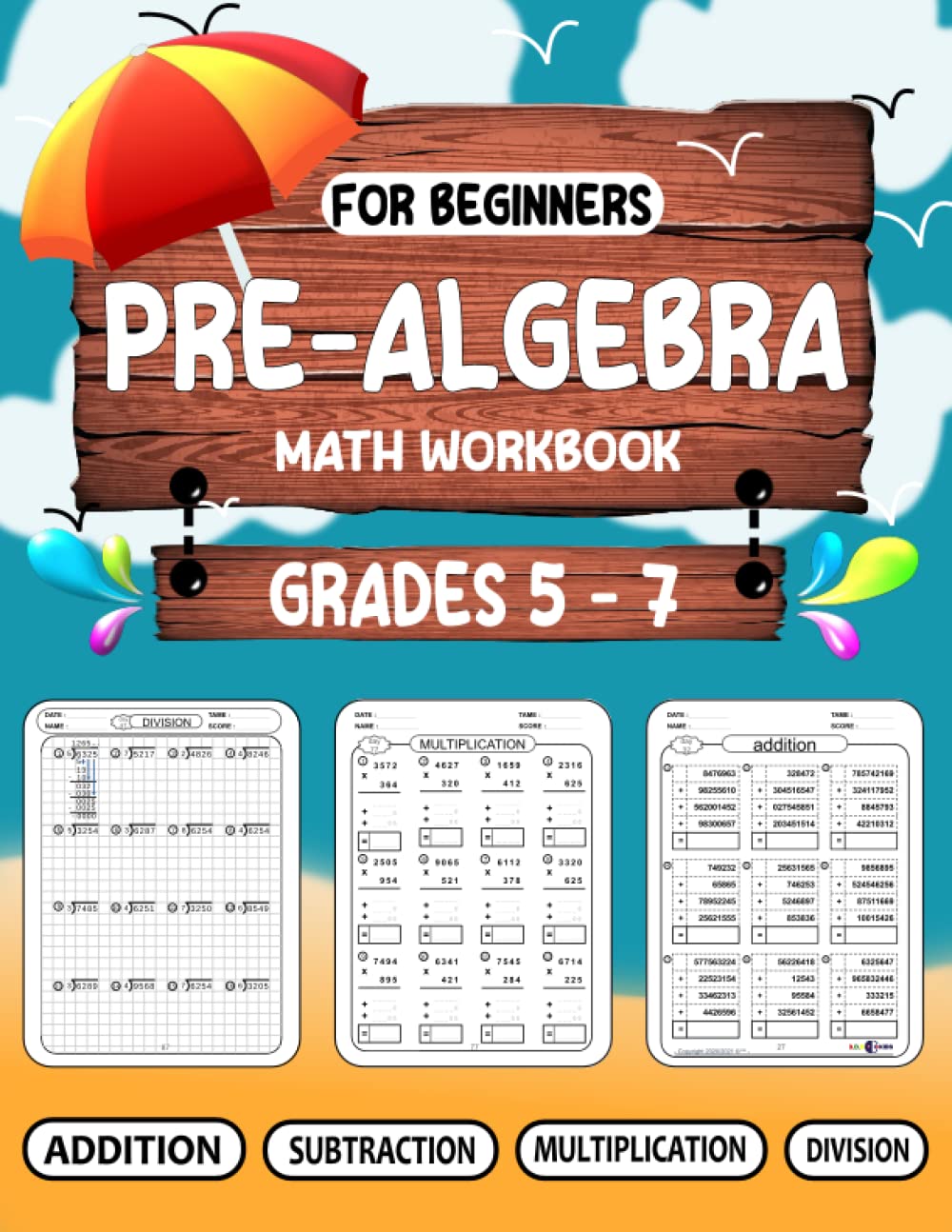 Pre-Algebra For Beginners Workbook Grades 5-7: Math workbook for ...
