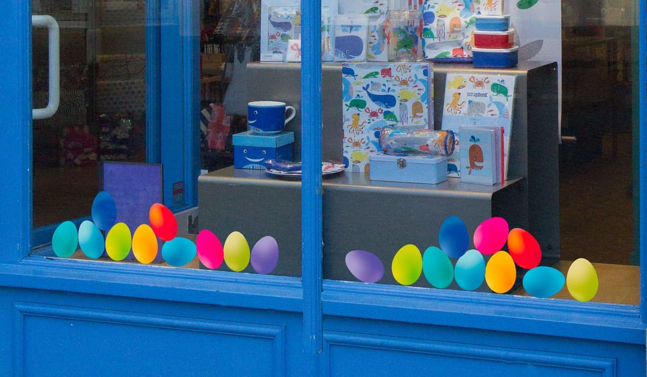 Easter Decorations - Easter Window Stickers - 20 x Colourful Easter Egg ...