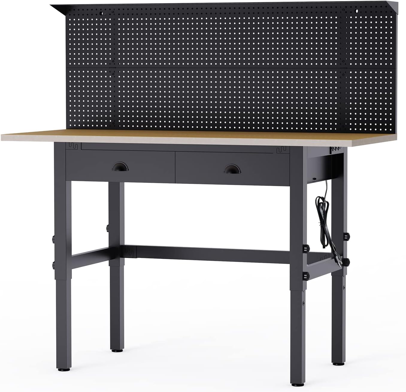 Dextra Workbench with Pegboard and Drawers,55''Adjustable Garage Work ...