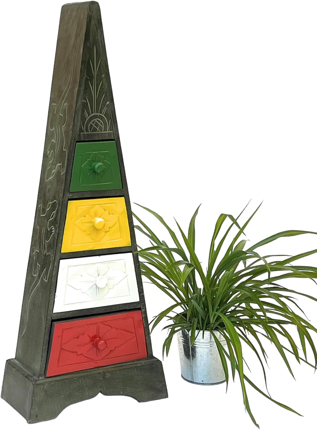 Cargo Loft Pyramid Celtic 80 cm Multi-Coloured Wooden 4 Drawer Chest of ...