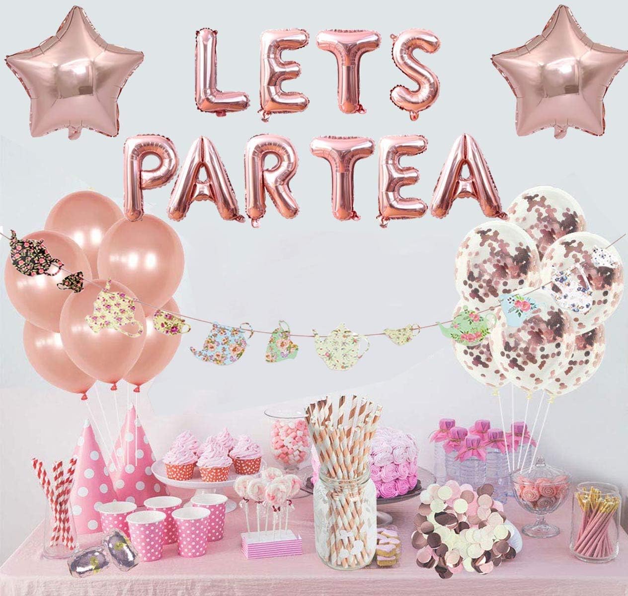 Let’s Par Tea Balloons Lets Par-Tea Birthday Party Banner Decoration ...