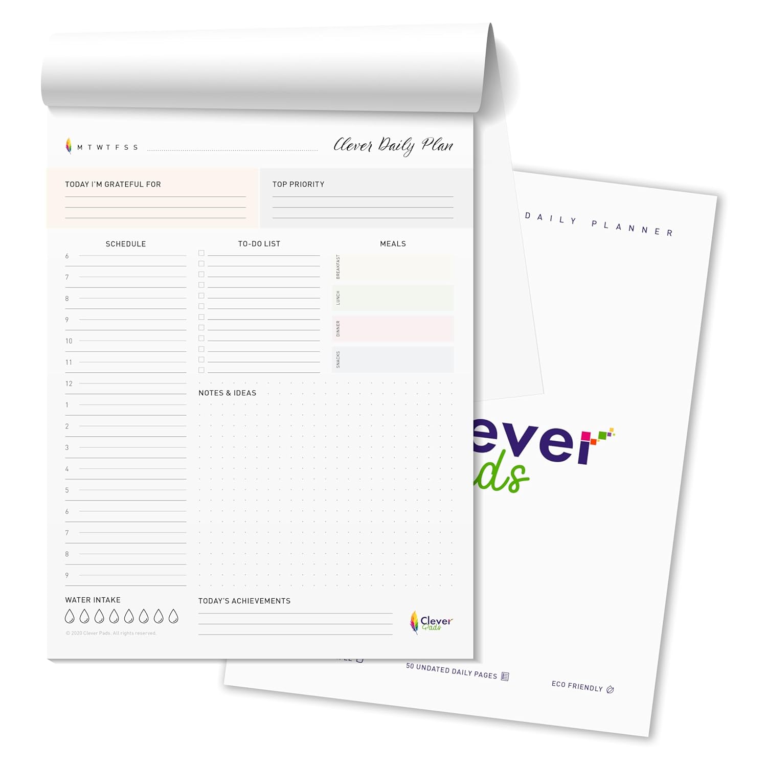 Daily Planner Tear Off Pad – Undated Day Planner Pad 8.5” x 11” with 50 ...