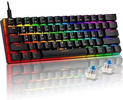 Amazon.com: RAZEAK Portable 60% Mechanical Gaming Keyboard, Compact 61 ...