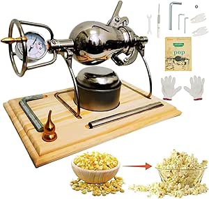 Amazon.com: Hand Popcorn Machine, High Pressure Stainless Steel Popcorn ...