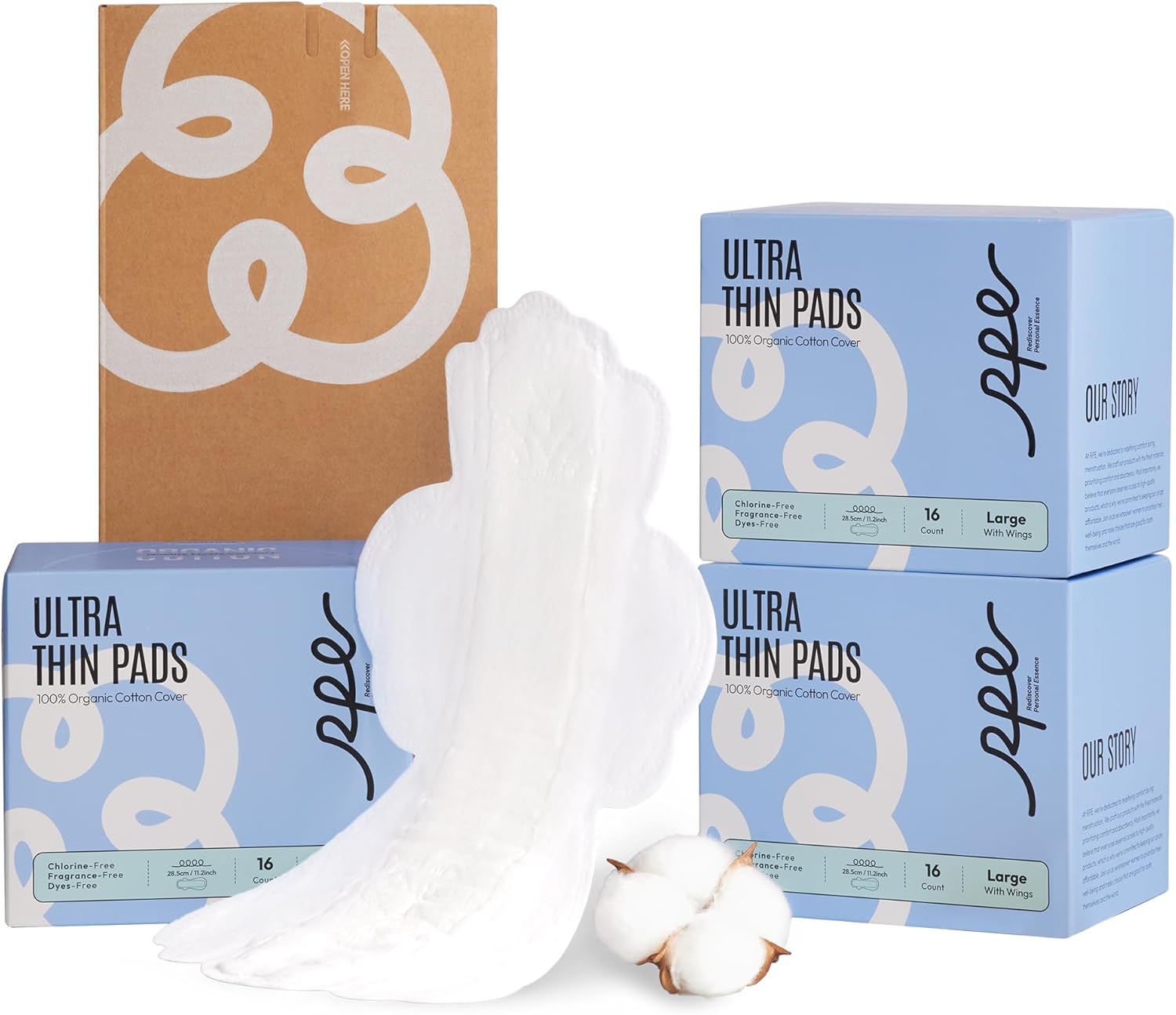 Amazon.com: 100% Large Organic Pads for Women, Ultra Thin Heavy Flow ...