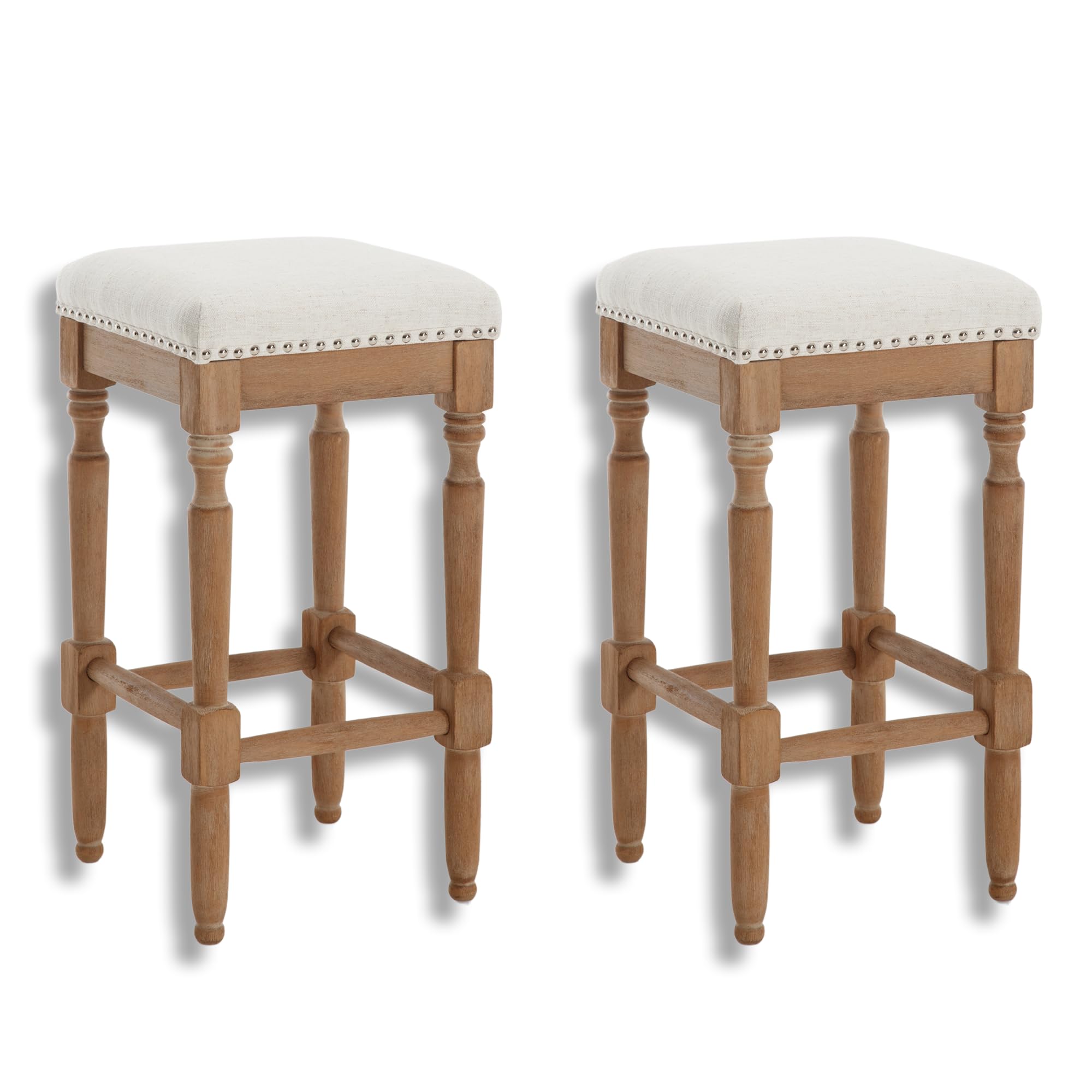 Amazon.com: LZAREAL Farmhouse Counter Stools Without backrest Set of 2 ...