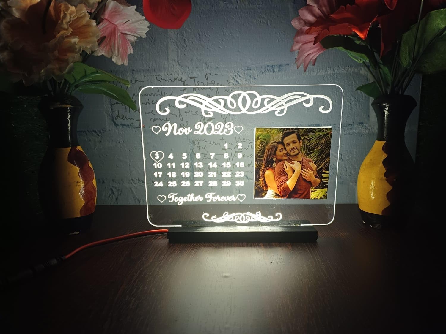 Customised Acrylic Led Photo Calander Table Top Customised With Your ...