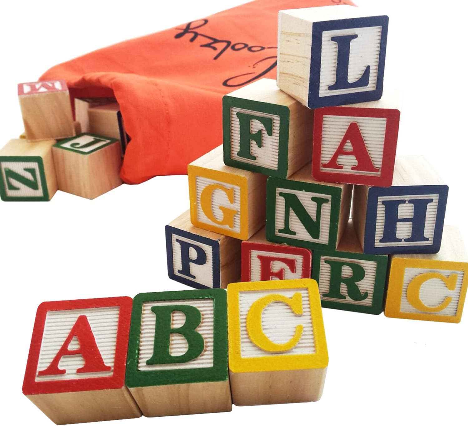 Amazon.com: Skoolzy Wooden Alphabet Blocks - 120 ABC Wooden Blocks for ...
