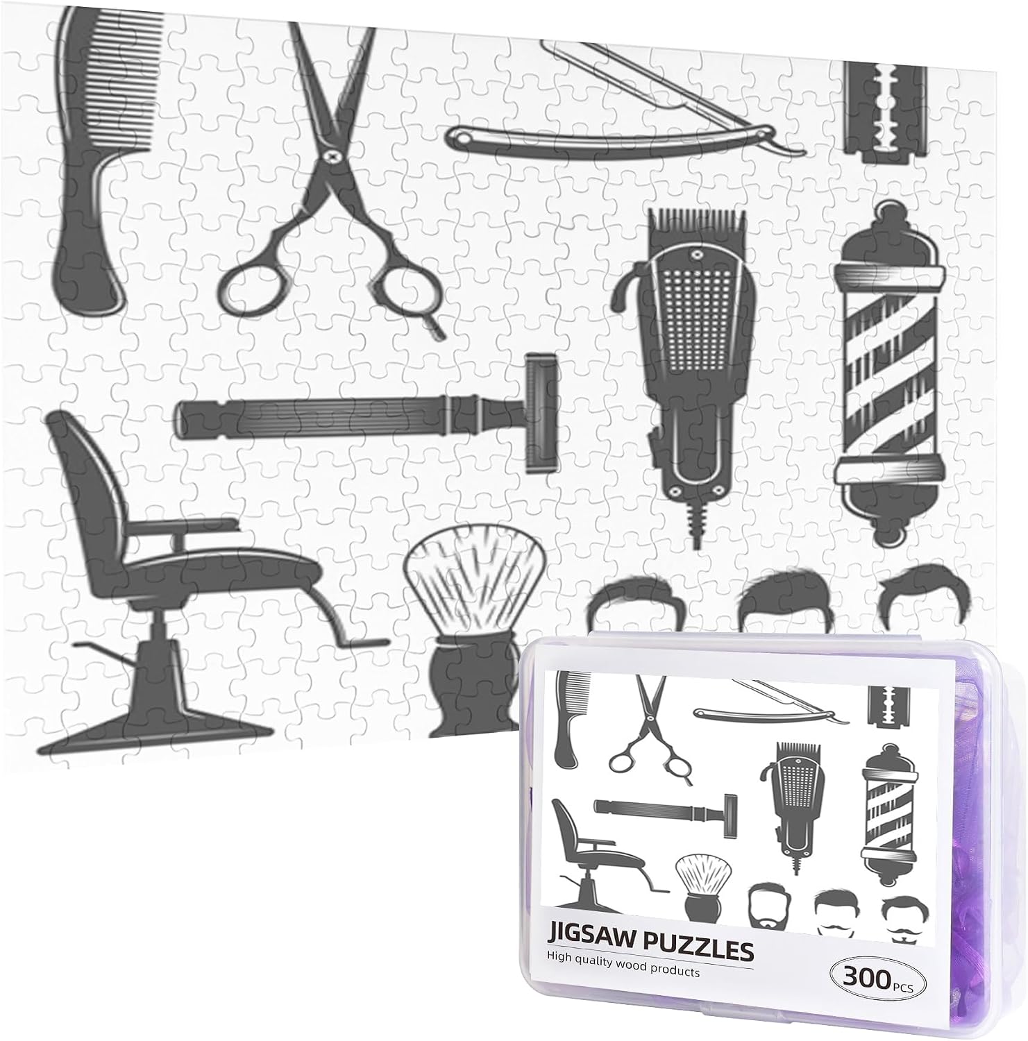 Amazon.com: jarenap Barber Shop,300PCS Wooden Picture Puzzle for Adults ...