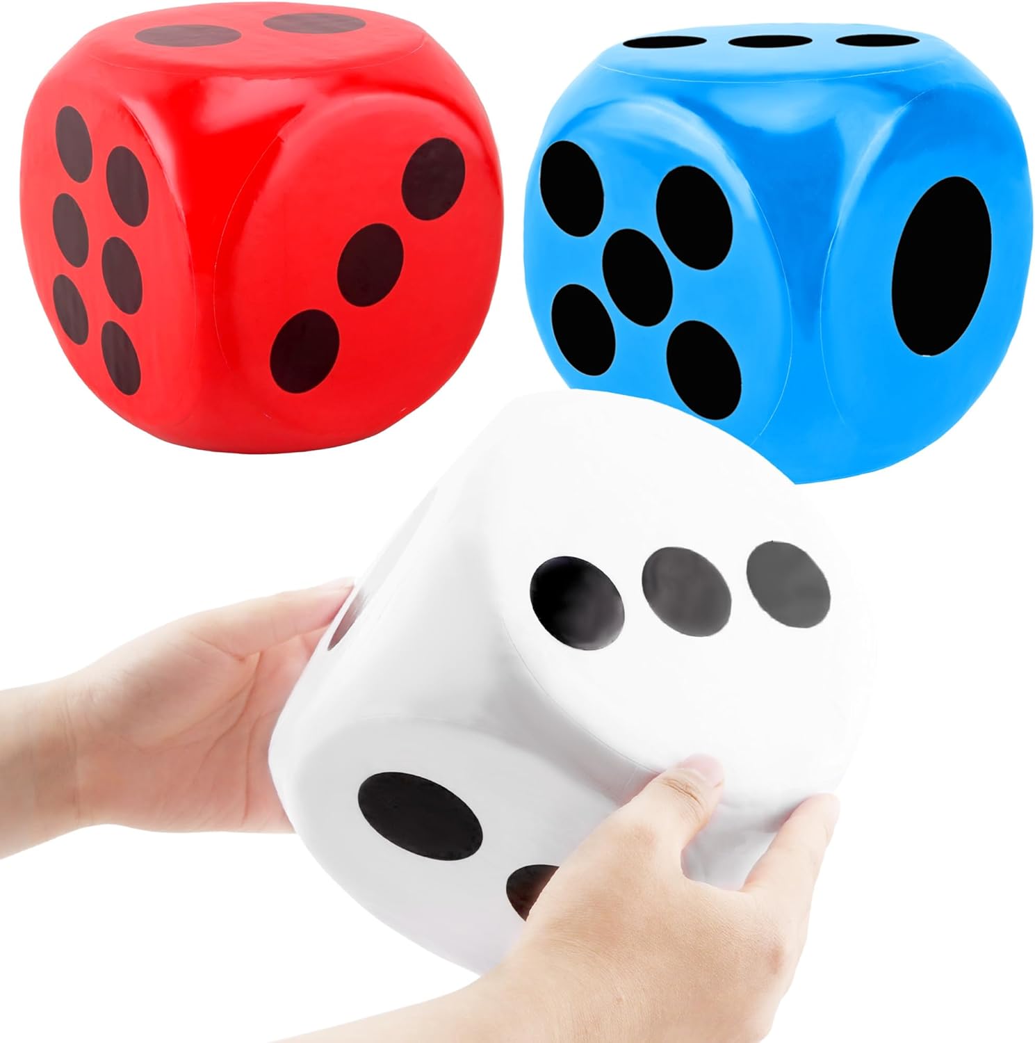Amazon.com: Cotiny 3 Pcs 6 Inch Jumbo Dice Set Large Soft Foam Dice ...