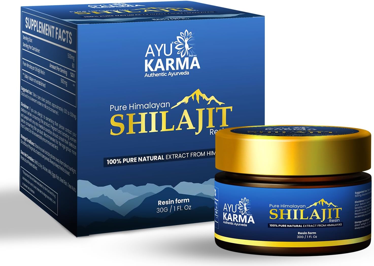 AYUKARMA Pure Himalayan Shilajit Resin 30 Grams - 60 Servings ...