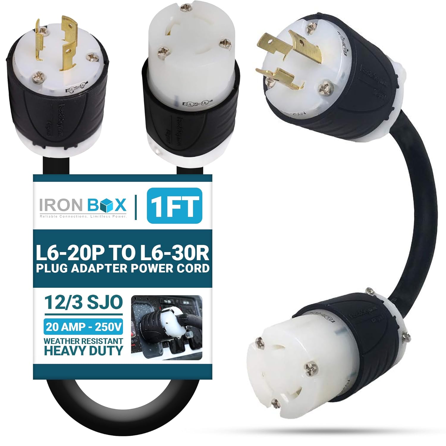 Amazon.com: IronBox Electric L6-20P to L6-30R Plug Adapter Power Cord ...