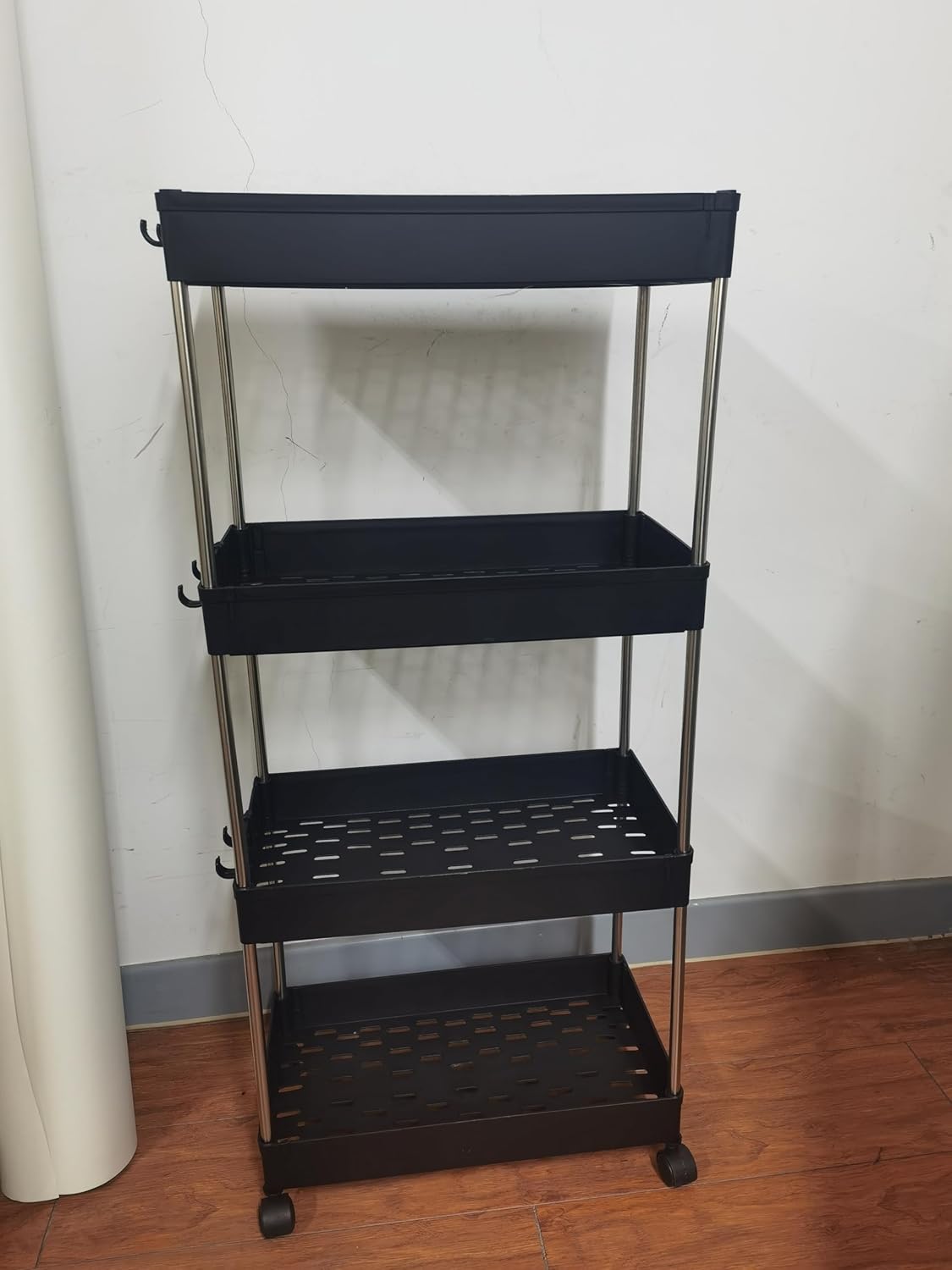 SONGMICS Rolling Cart Kitchen Trolley with 4 Tiers, Kitchen Shelf ...