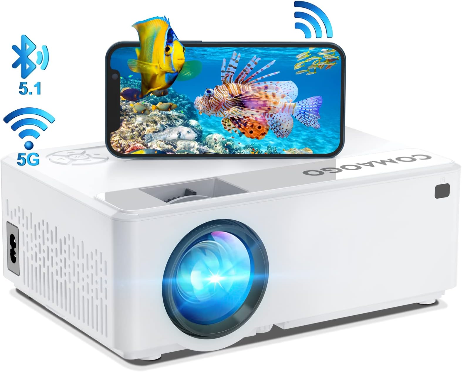 Projecteur WiFi avec Bluetooth 5.1, COMAOGO Mini projecteur 9500 Lumen ...