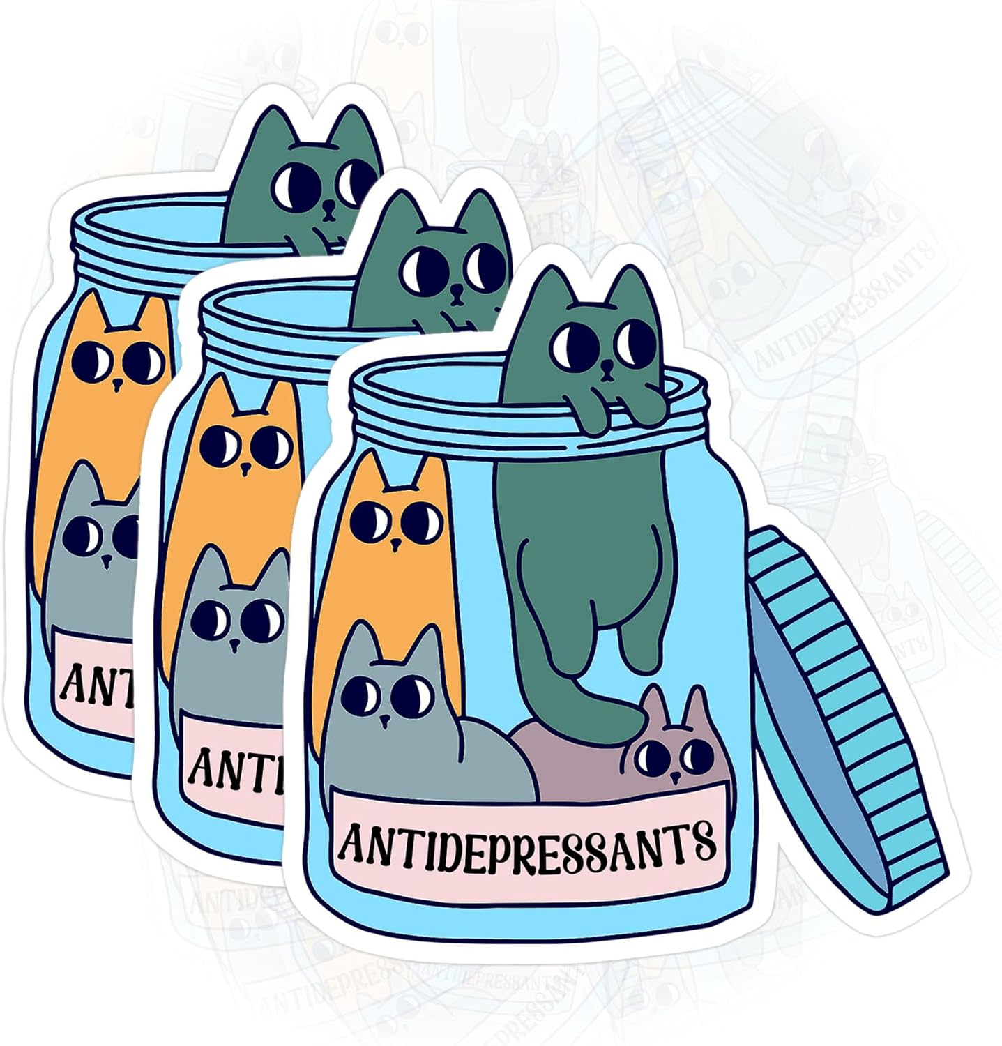Amazon.com: (3PCS) Cat Antidepressant Sticker Health Awareness, I Love ...