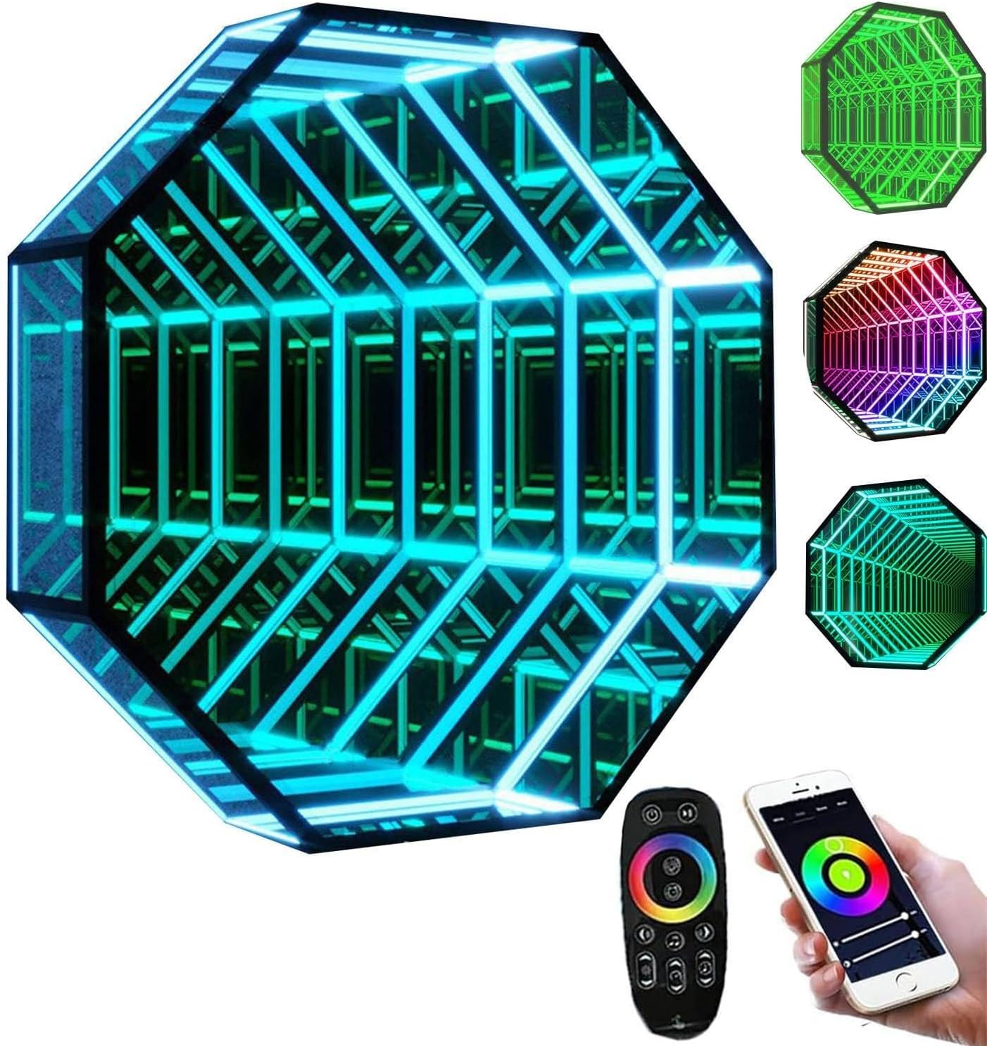 Amazon.com: Infinity Mirror Light Tunnel, Geometric RGB Colour Changing ...