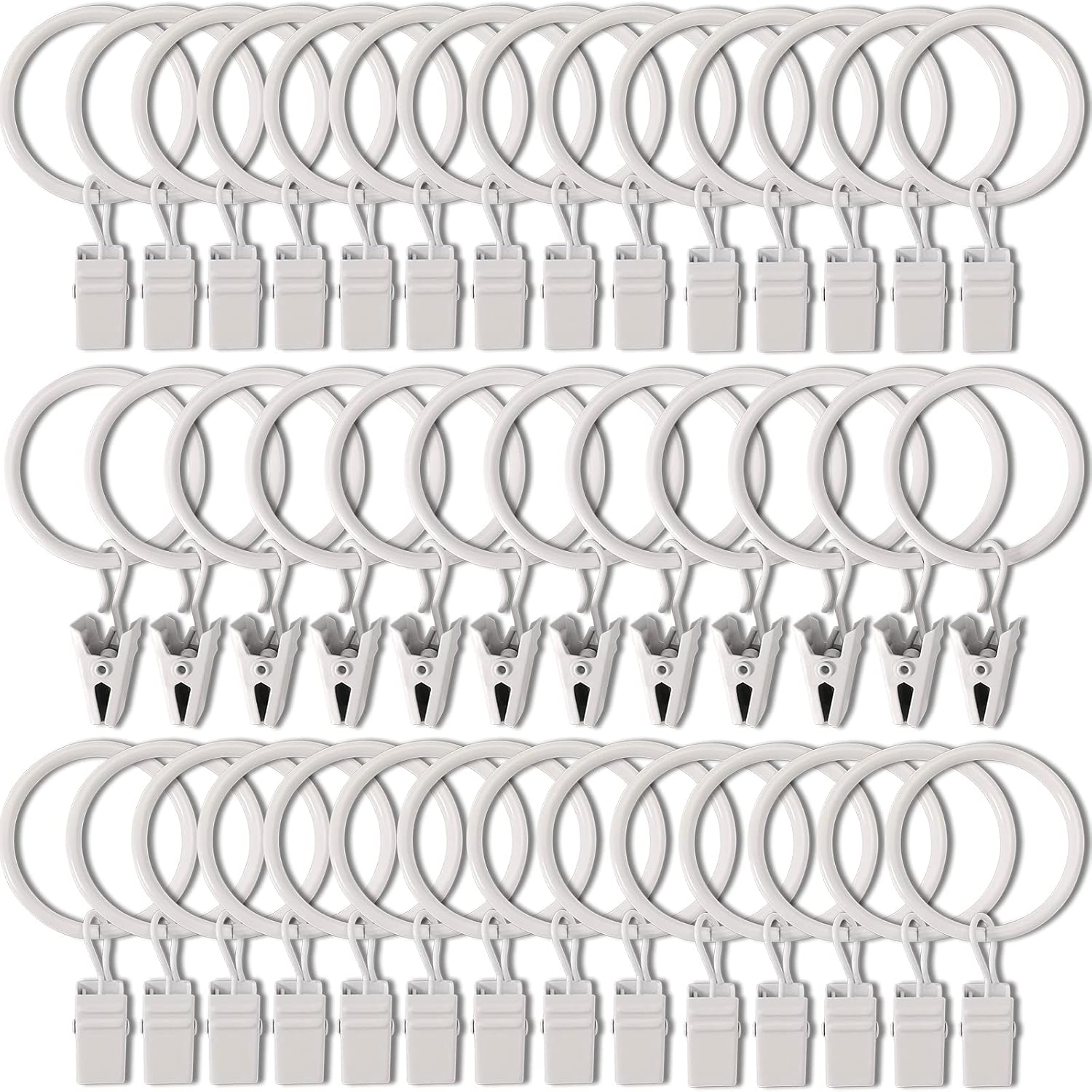 Amazon.com: AMZSEVEN 40 Pack Curtain Rings with Clips, Drapery Clips ...