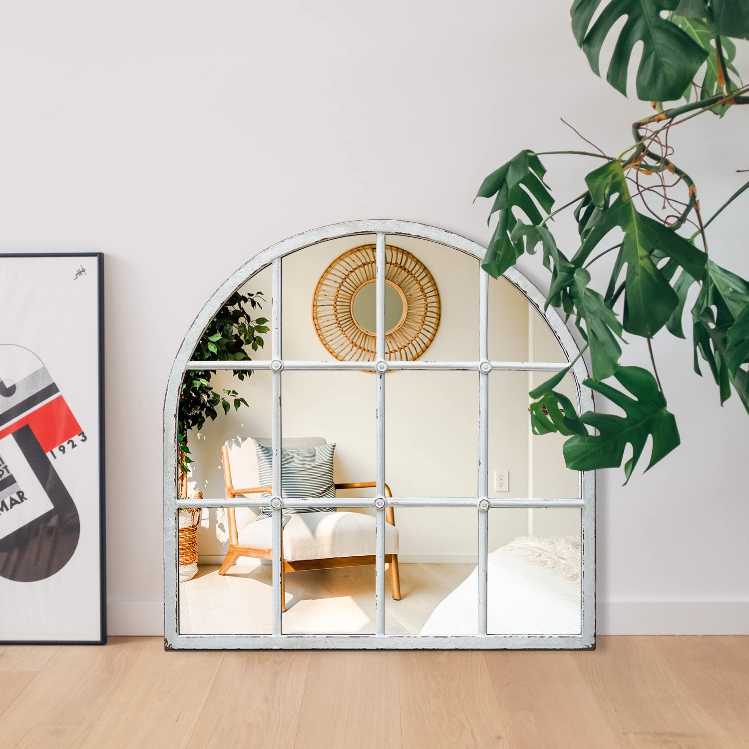 SOFFEE DESIGN 39in-Tall Big Size Wall Arched Fake Window Frame with ...