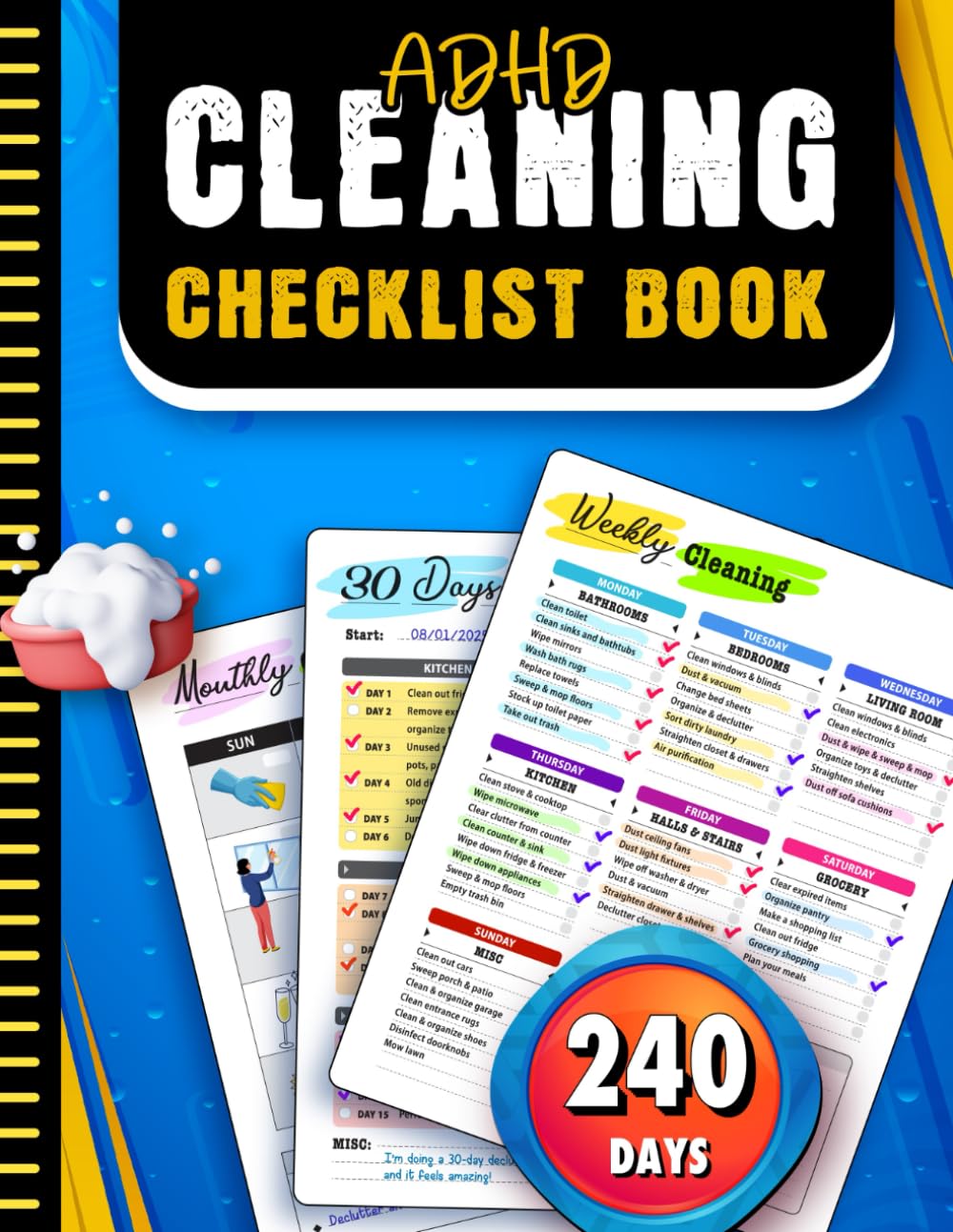 ADHD Cleaning Checklist Book: Your Perfect Guide to 240-Day of Spotless ...