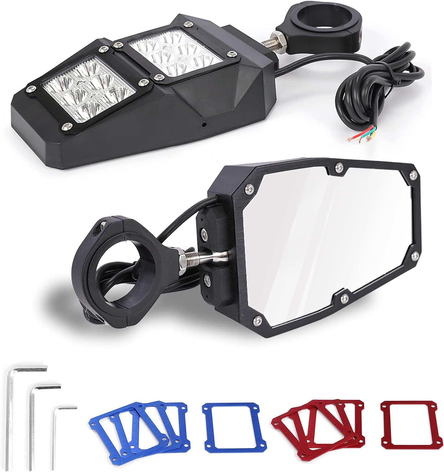 Amazon.com: DIYAREA UTV ATV Rear View Mirrors with LED Lights, 1.75-2 ...