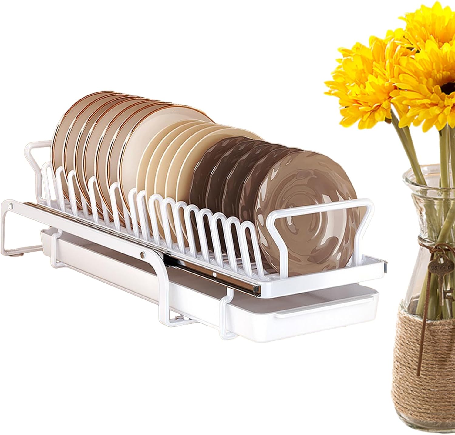 PRIMUZ Dish Drainer, Wall Mounted Cabinet Kitchen Dish Rack, Pull-out ...