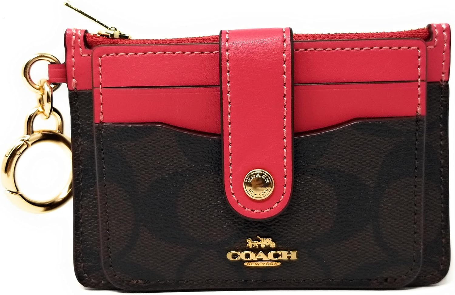 Amazon.com: COACH Women's Attachment Card Case (Signature Canvas, Brown ...