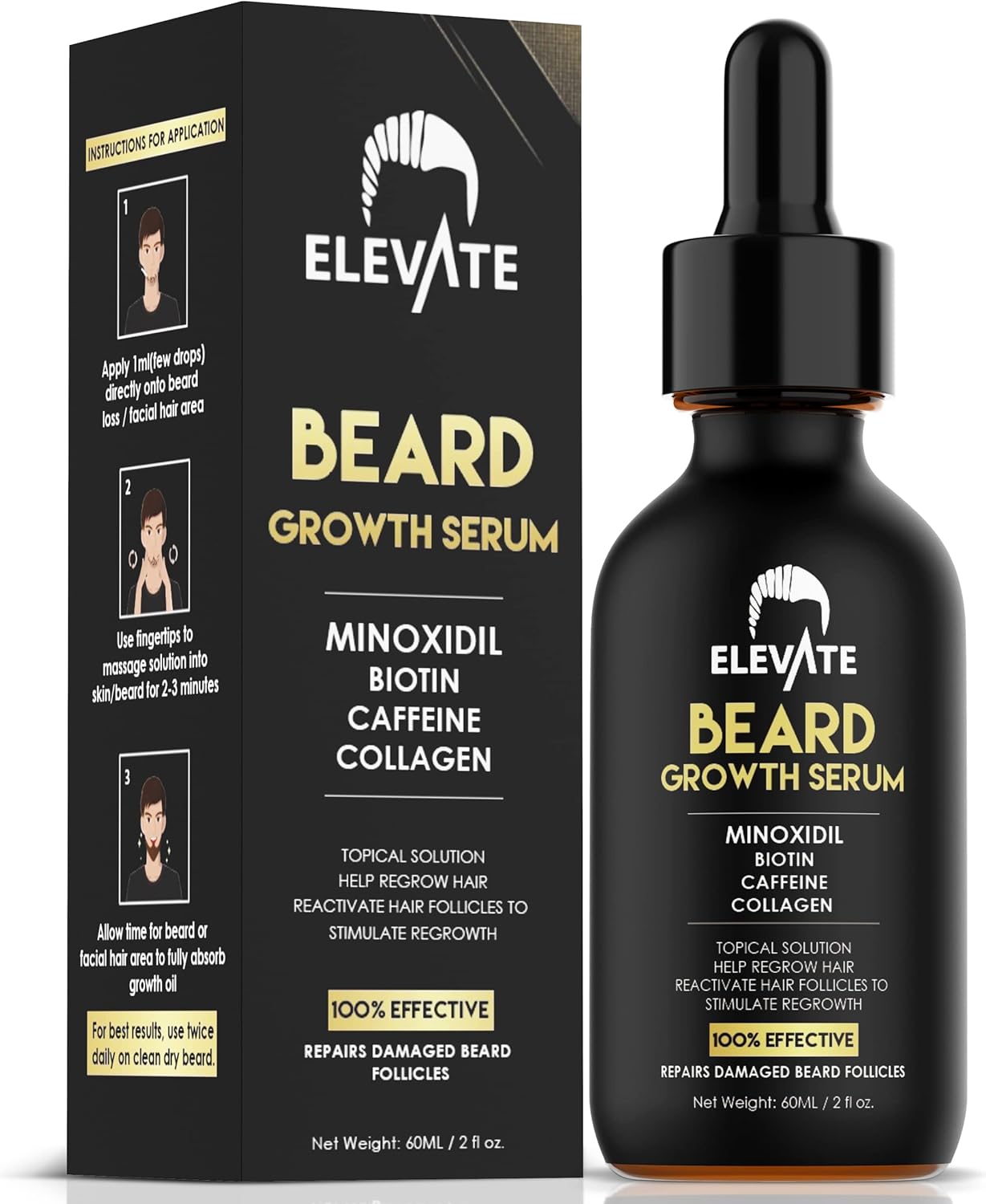 Elevate Beard Growth 5% Minoxidil Serum 60ml : Amazon.ae: Health
