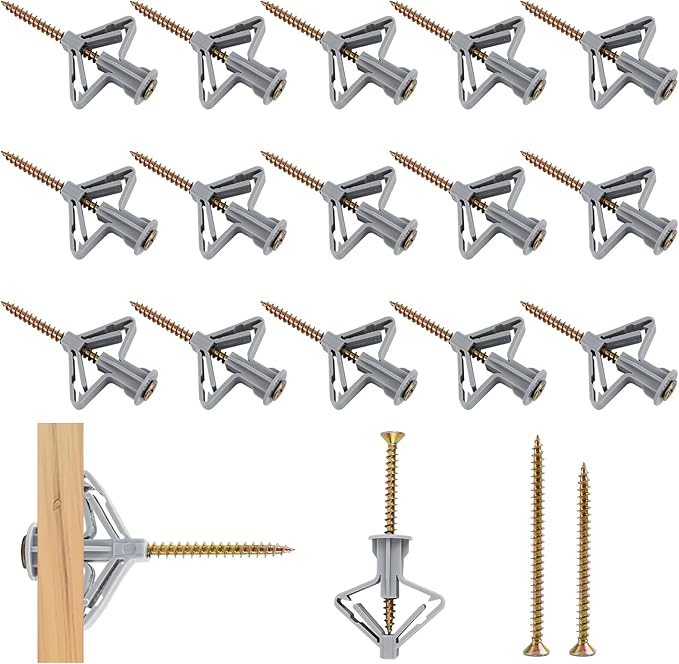 120 Pieces Grey Butterfly Plugs with Screws, Heavy Duty Expansion Tubes ...