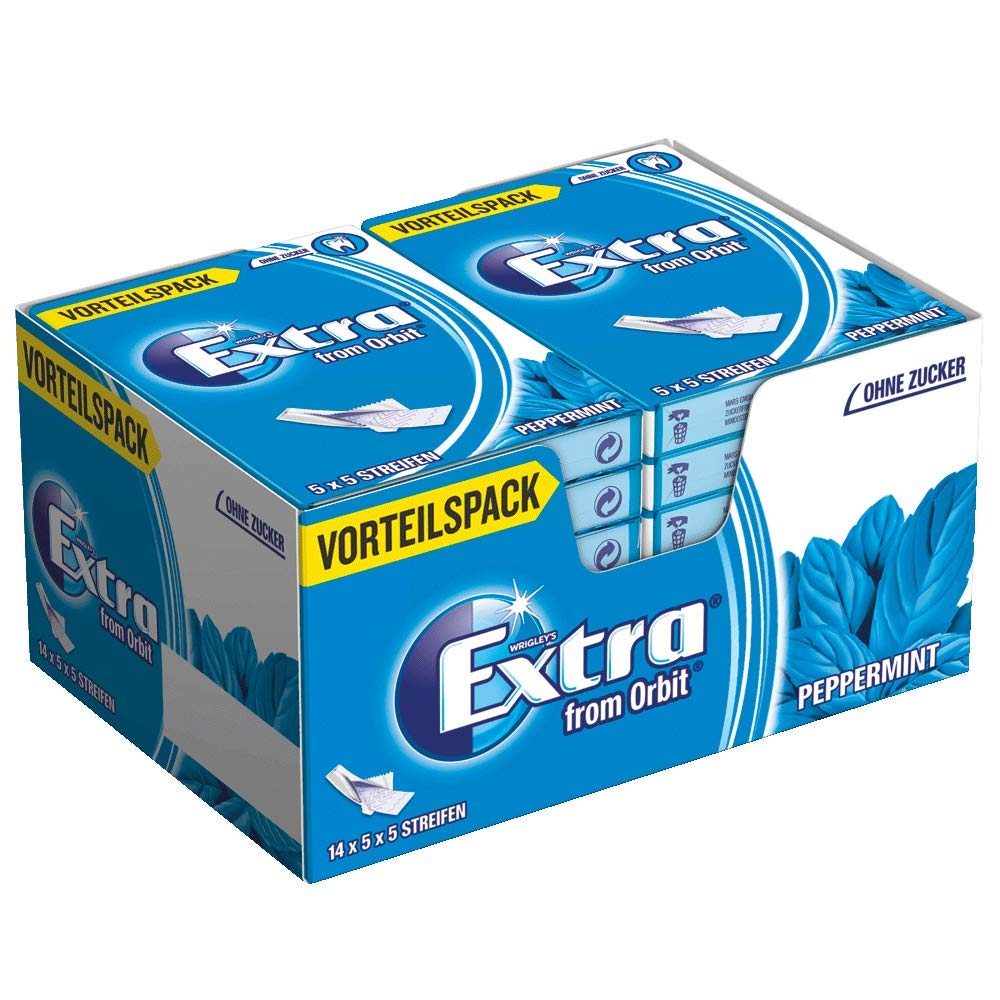 Extra from Orbit Kaugummi | Peppermint | Zuckerfrei | 14 Packungen (14 ...