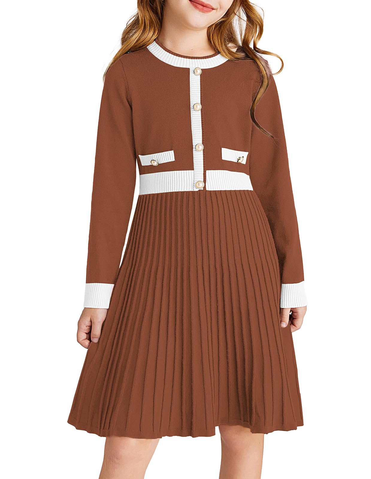 Amazon.com: GRACE KARIN Girls Sweater Fall Dress Long Sleeve Knit A ...