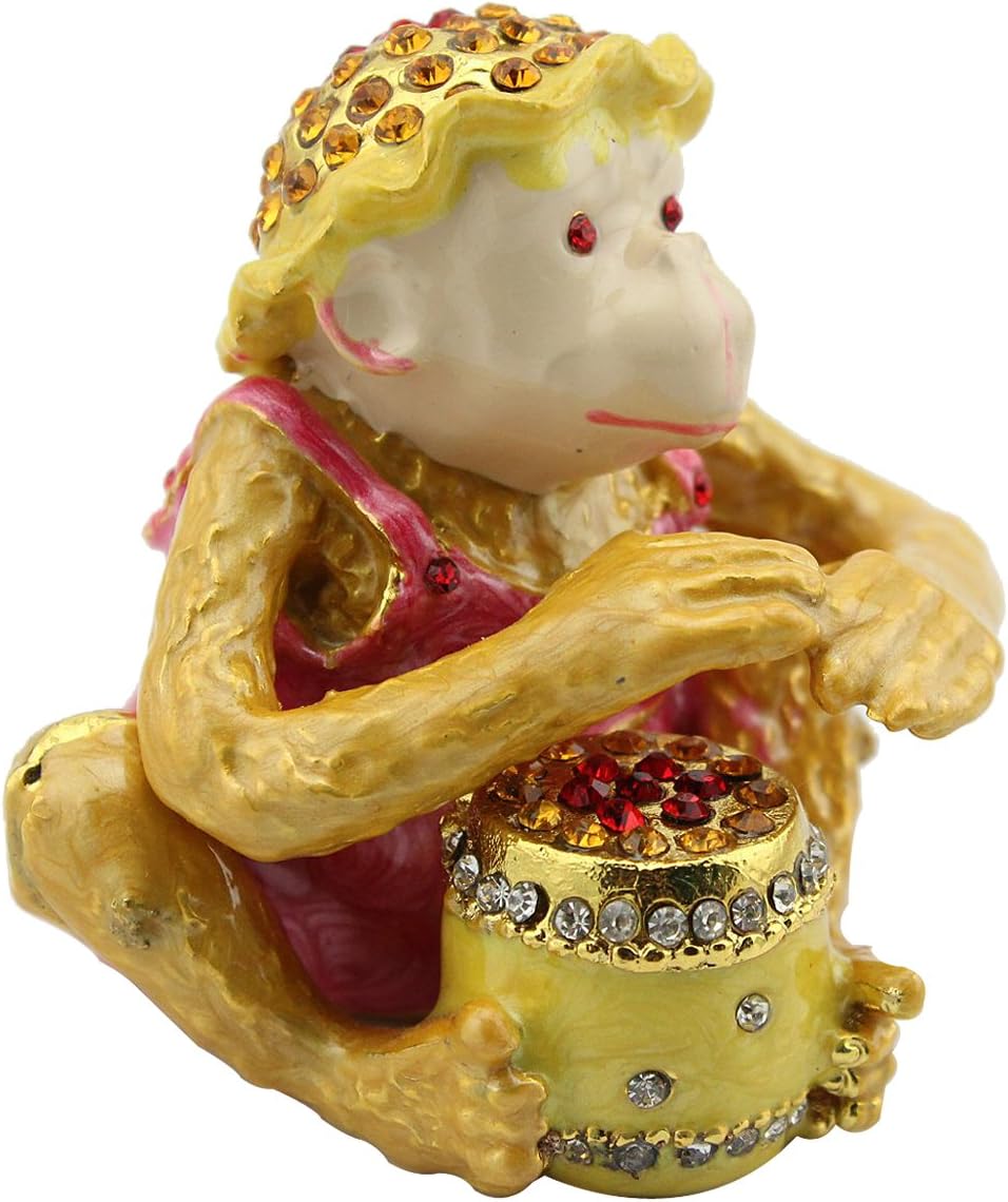 Amazon.com: znewlook Handmade Enamel Mini Trinket Box with Monkey Shape ...