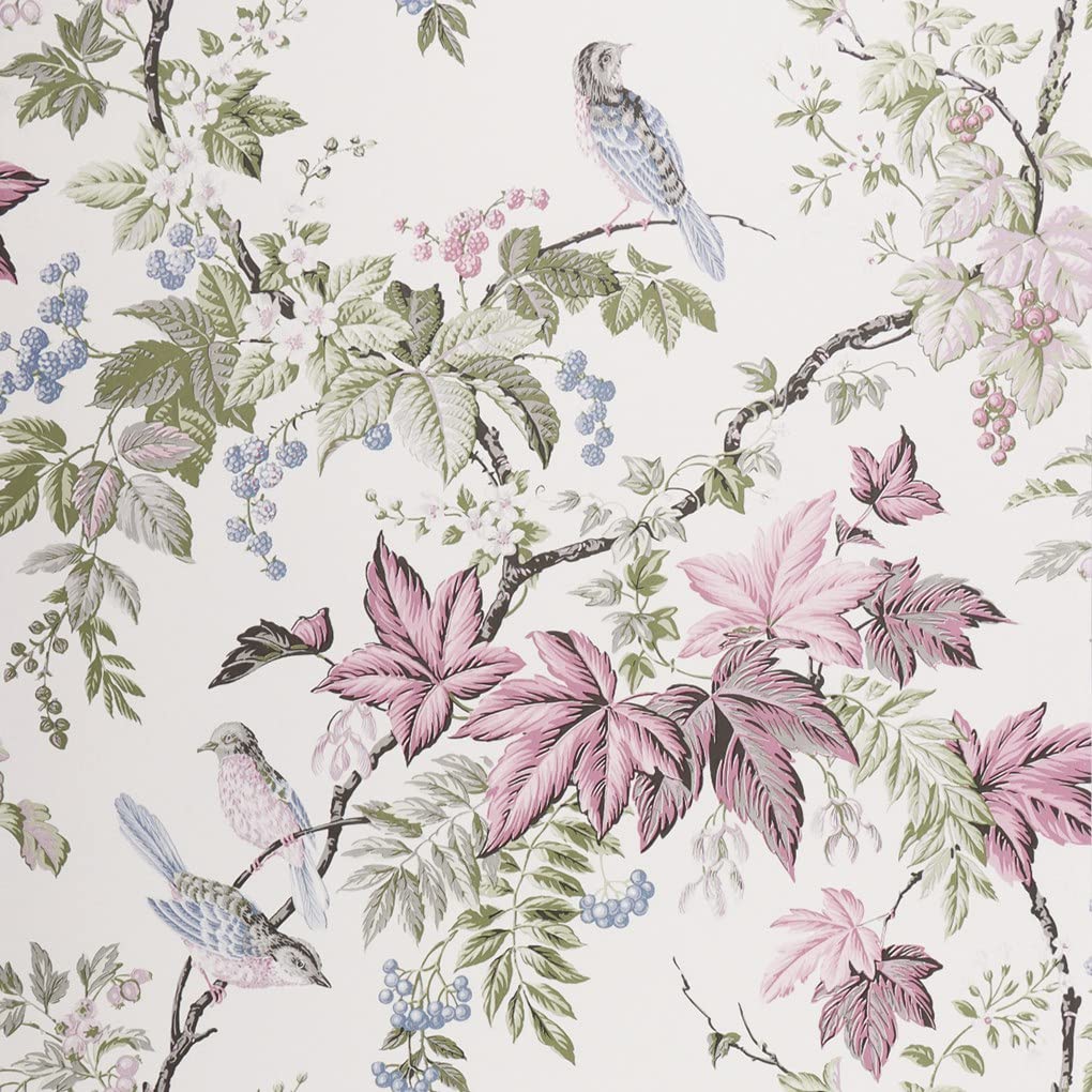 Arthome Peel and Stick Wallpaper Self Adhesive Birds Floral Beige ...