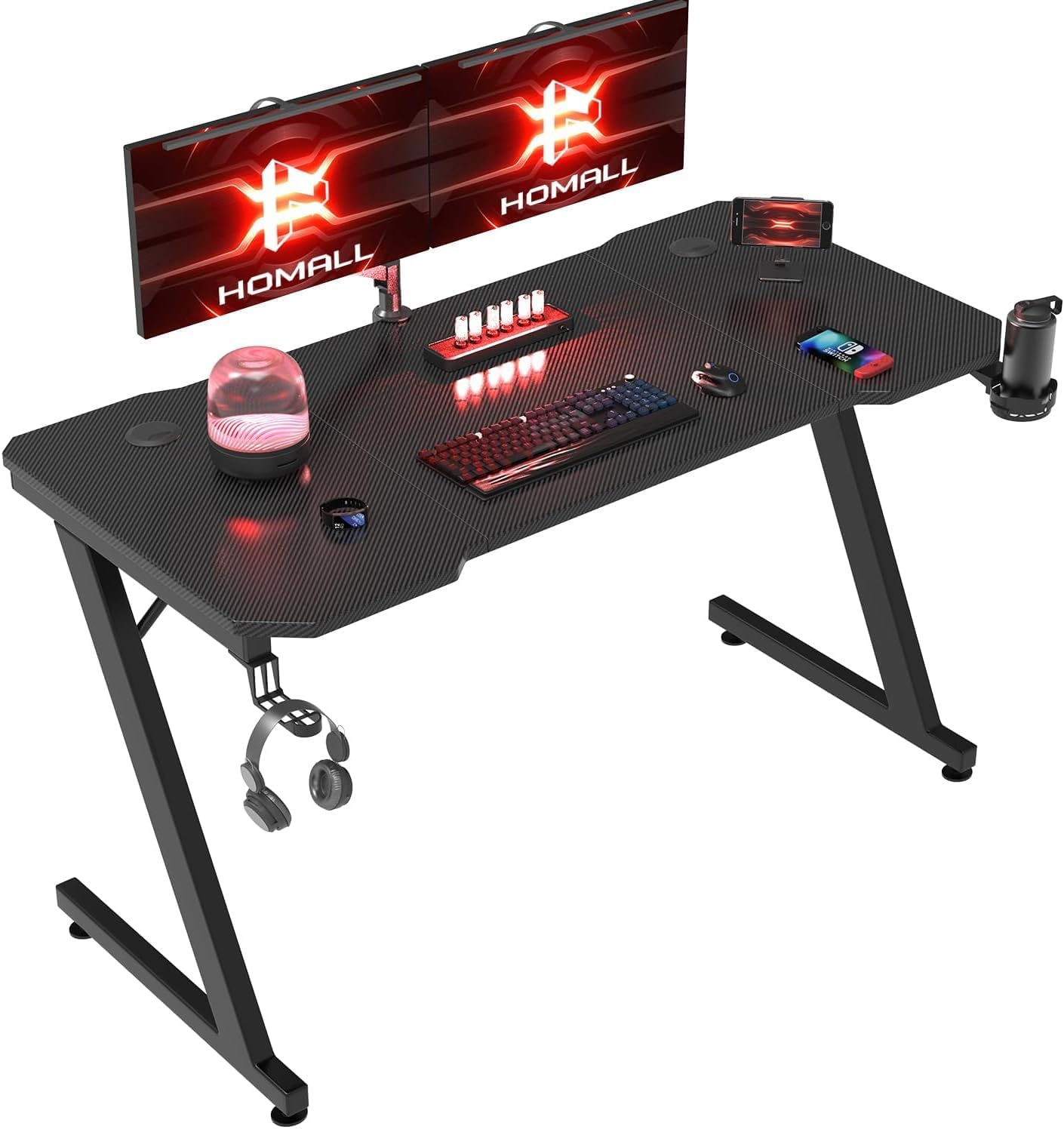 Homall Gaming Desk 140 x 60 cm PC Computer Desk Z Shaped Computer Table ...