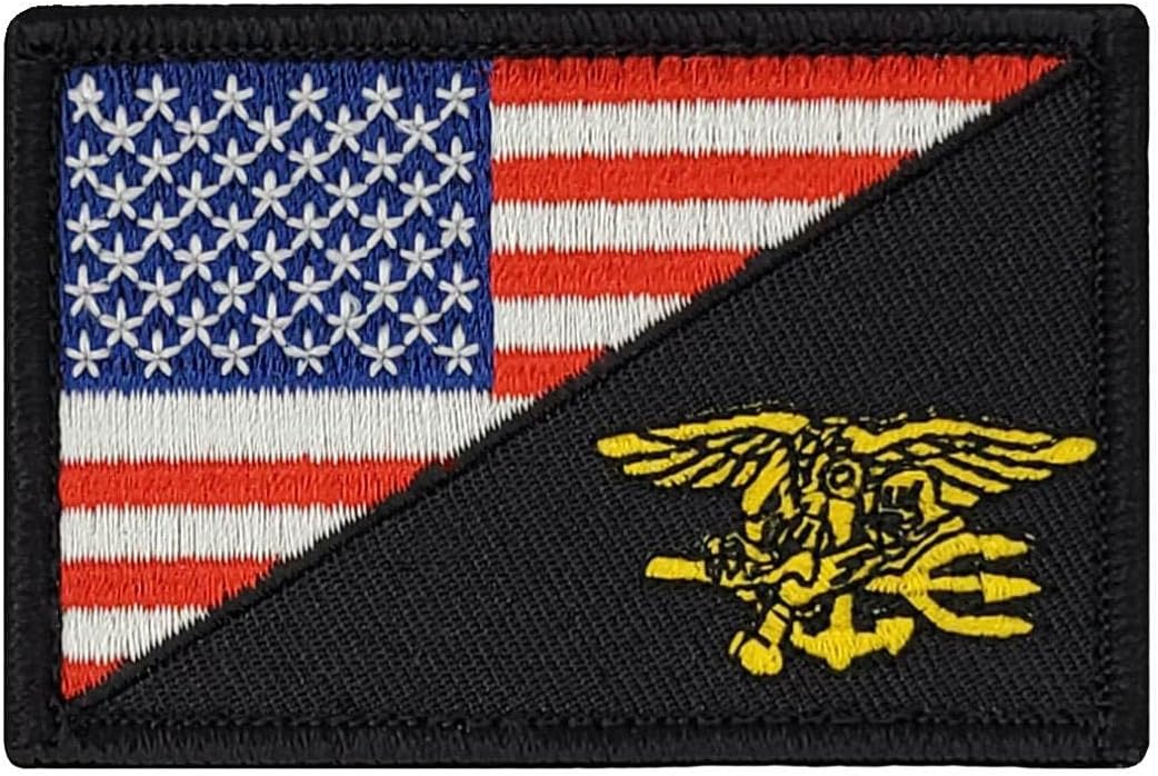 Amazon.com: USA Flag Navy Seal Trident Embroidered Morale Patch |Hook ...