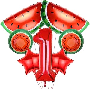 Amazon.com: 7pcs Watermelon Balloons, Watermelon Birthday Number Mylar ...