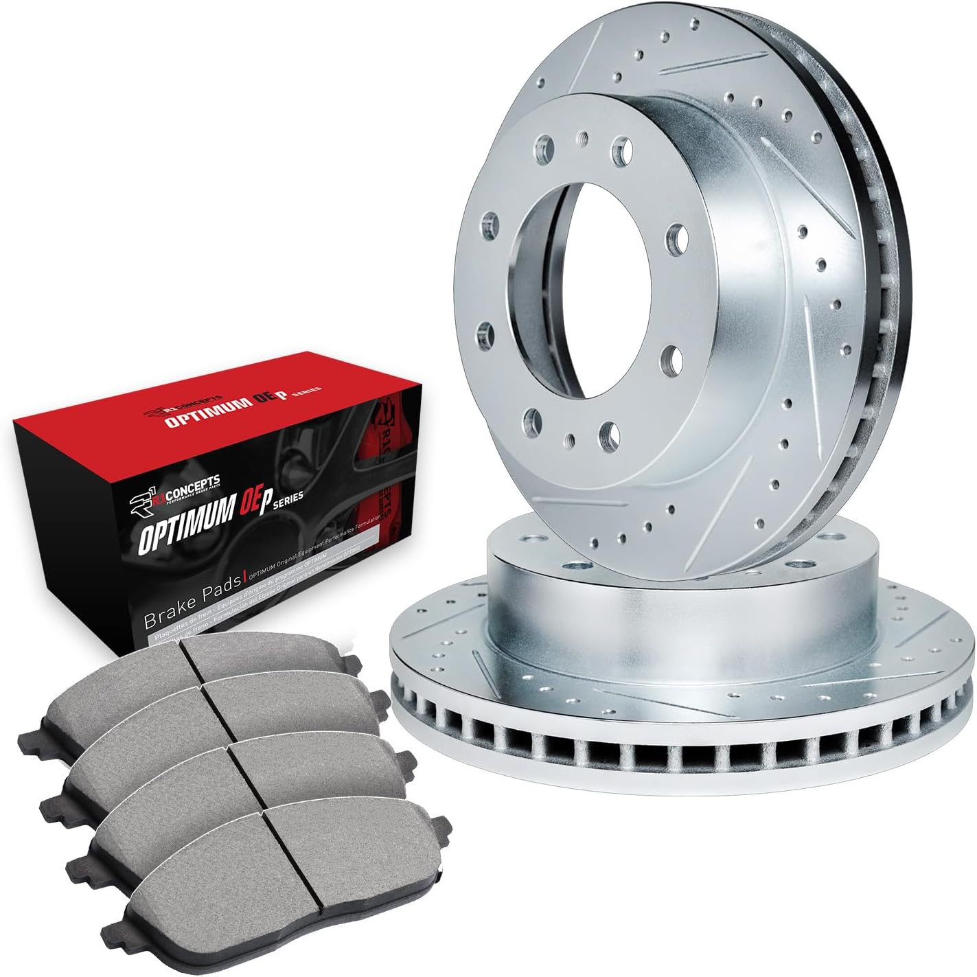 Amazon.com: R1 Concepts Front Brakes and Rotors| Drilled Slotted Brake ...