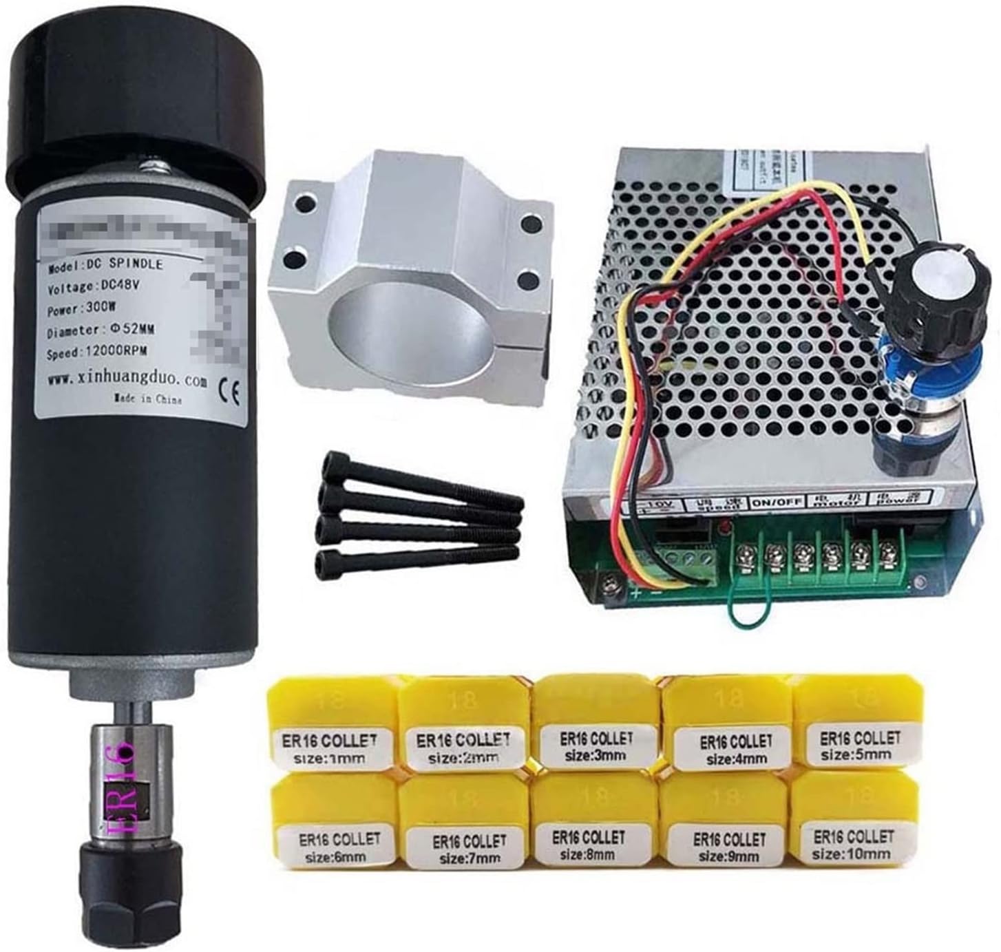 Amazon.com: Spindle Motor Air Cooled 0.3kw spindleMotor Kit ER16 Chuck ...