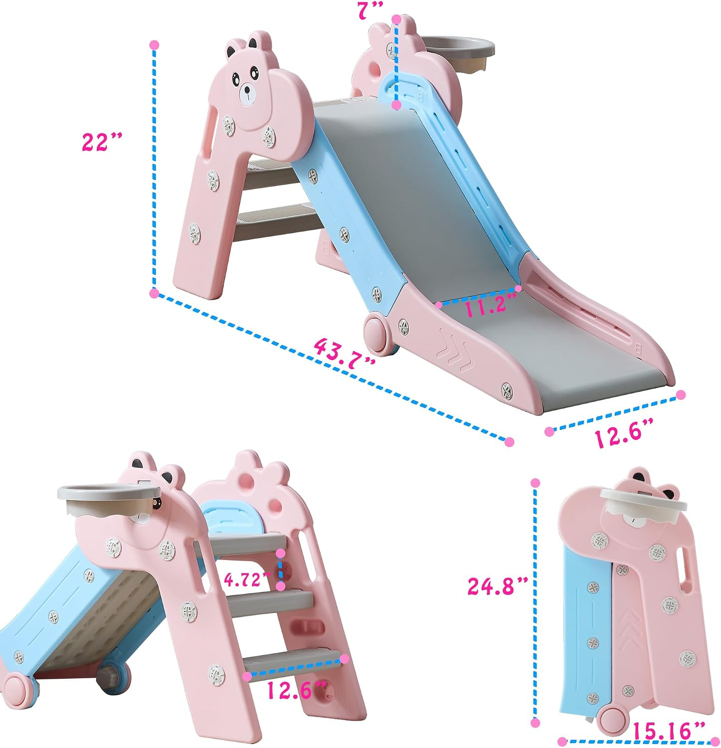 Toddler Slide Foldable Slide for Kids Indoor Baby Plastic Slides Play ...