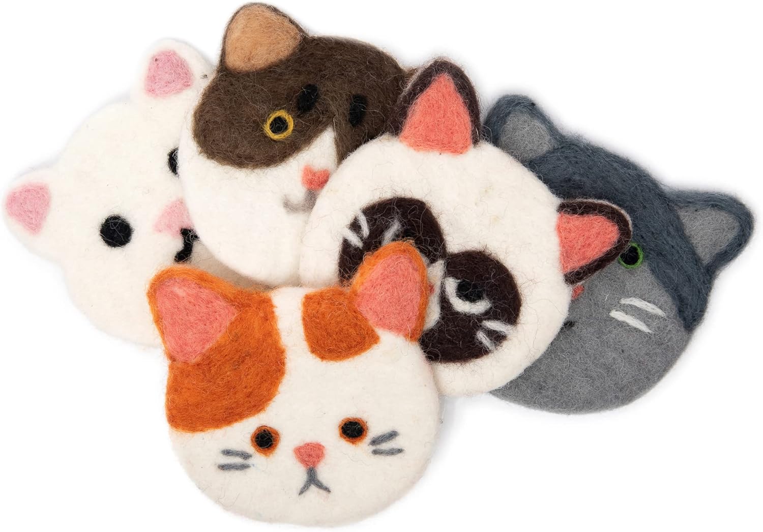 Amazon.com: Woolygon Cat Felt Coasters for Drinks - Protect Your ...