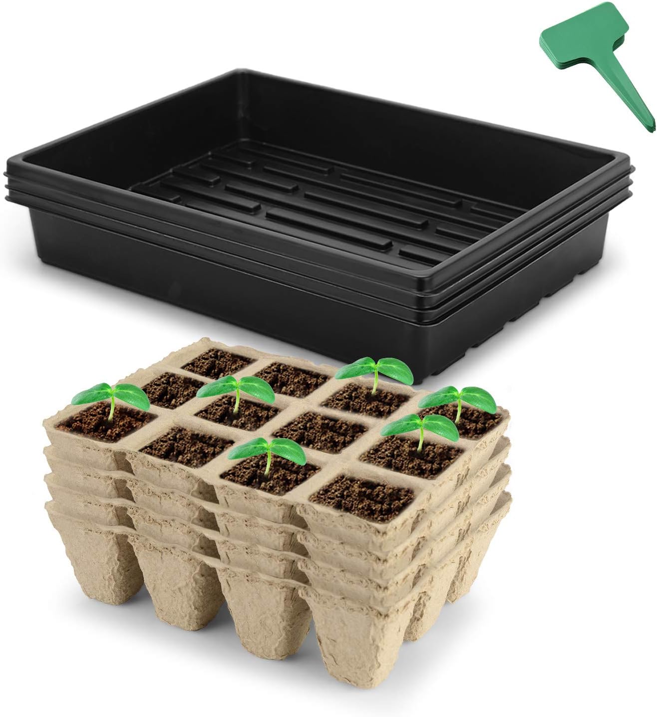 Amazon.com : Hoss 48-Cell Seed Starting Kit | Trays, Domes, Soil ...