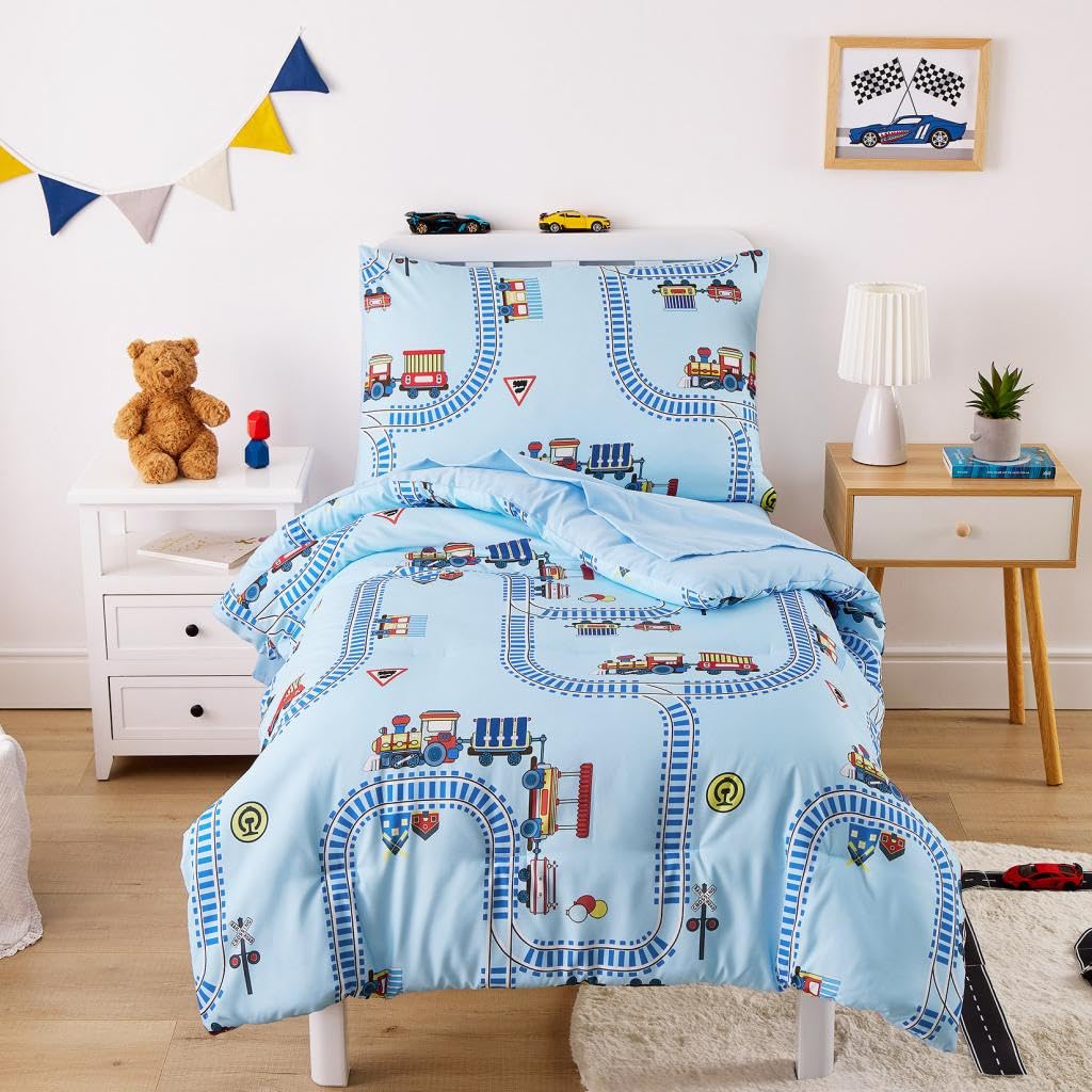 Amazon.com: Wake In Cloud - Train Toddler Bedding Set for Boys, Cartoon ...