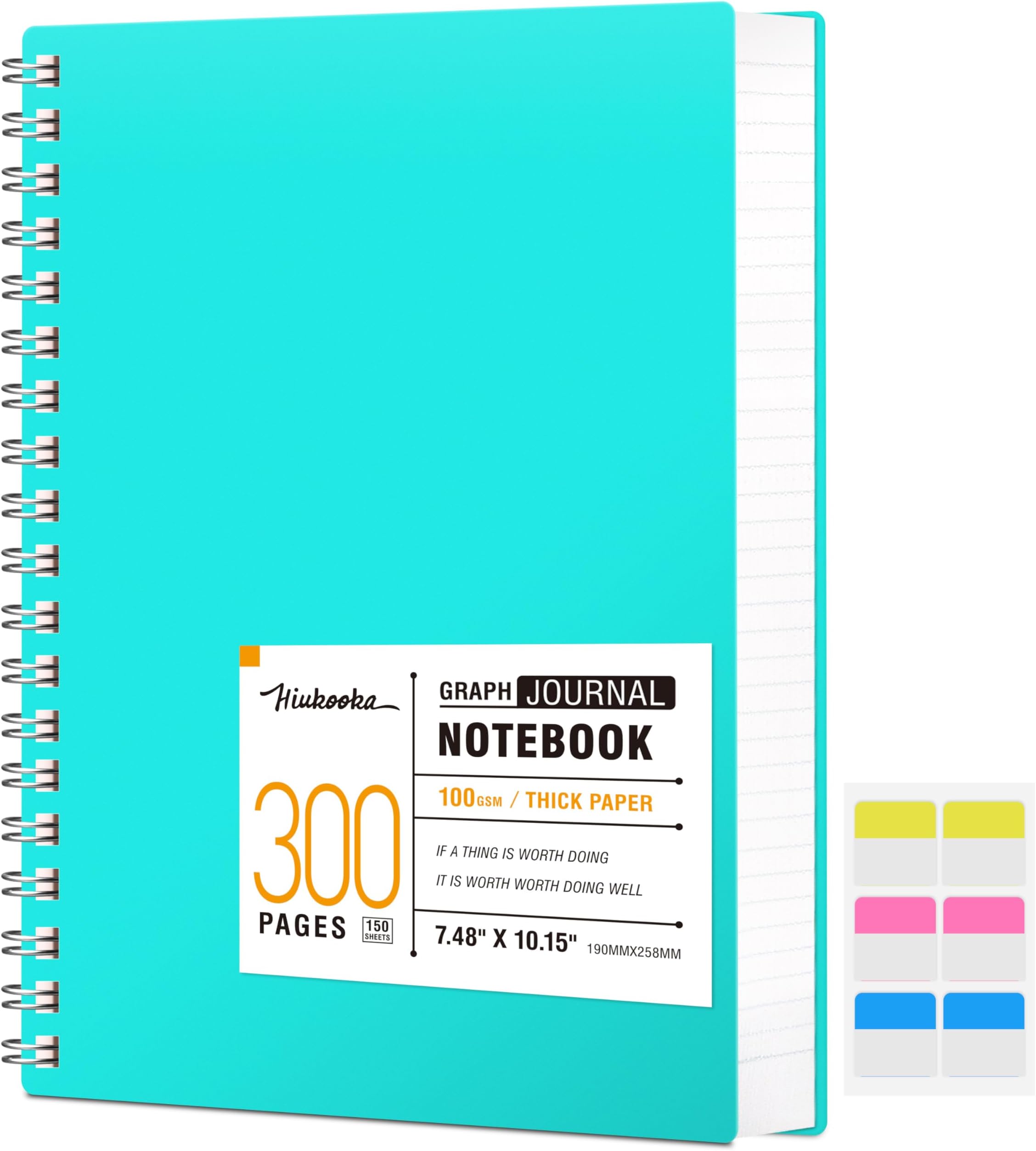 Amazon.com : HIUKOOKA Spiral Graph Paper Notebook - A5 Large PVC Cover ...