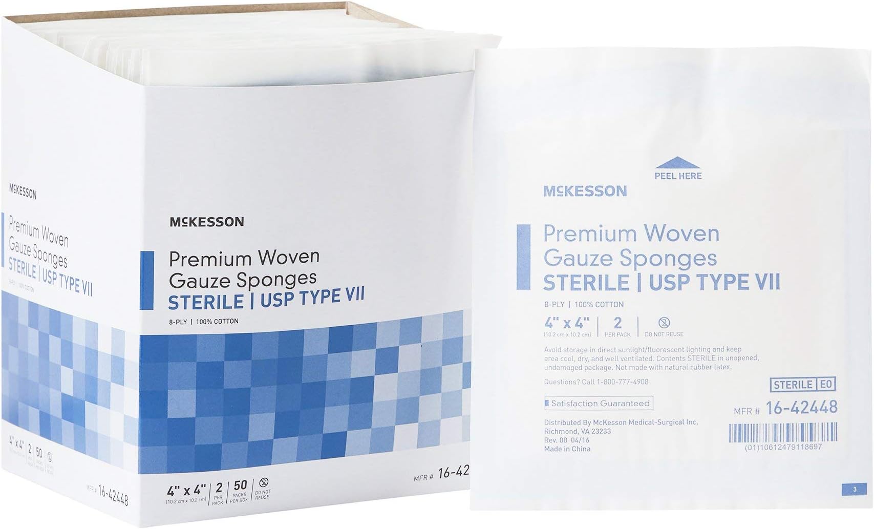 Amazon.com: McKesson 8-Ply Sterile Gauze Sponges, 2" x 2", 2 counts per ...