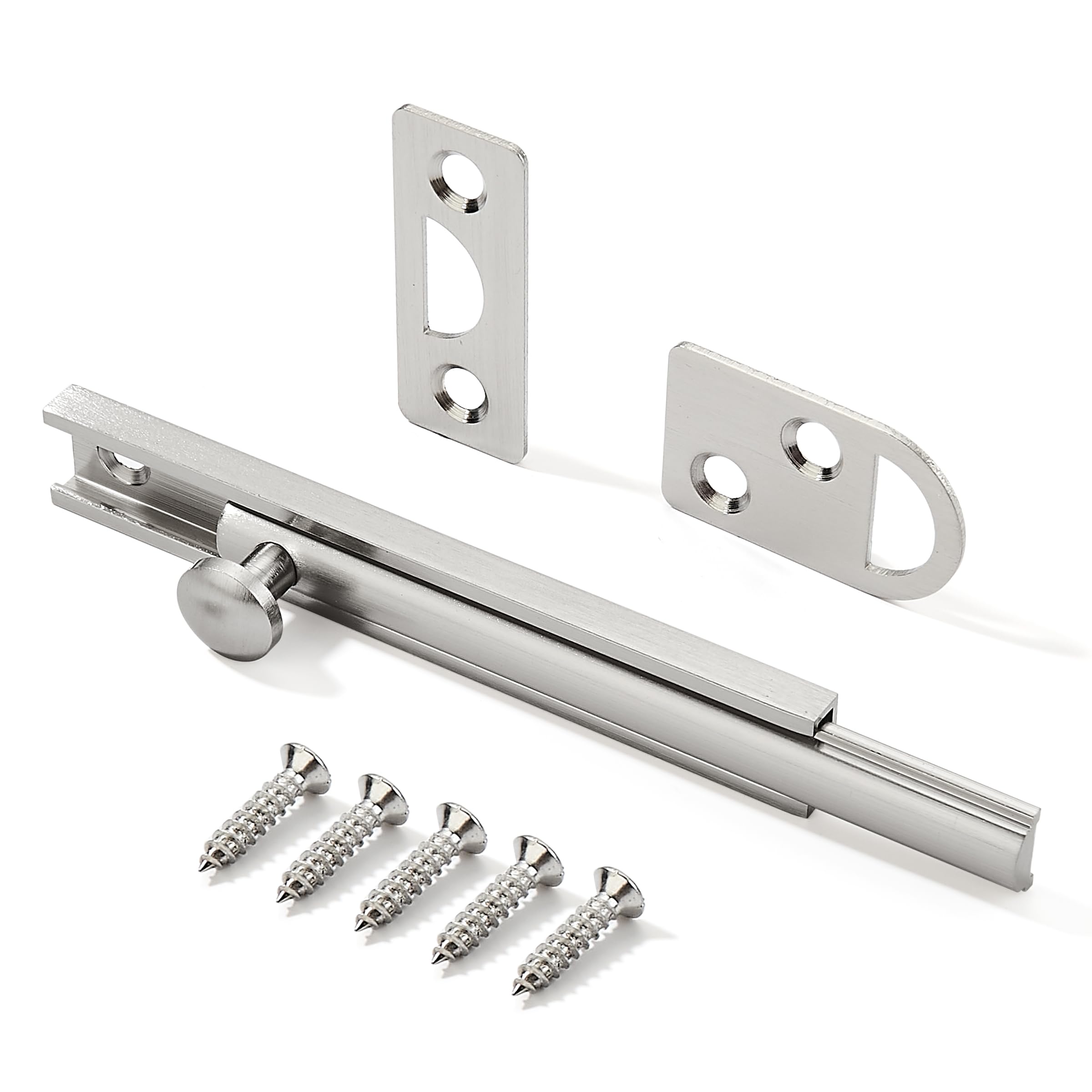 Snapklik.com : Khtumeware 4 Pack Satin Nickel Solid Brass Surface Bolt 4" Door Slide Bolt Door ...