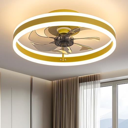 KDG 15.8" Low Profile LED Ceiling Fans with Light, Reversible Flush ...