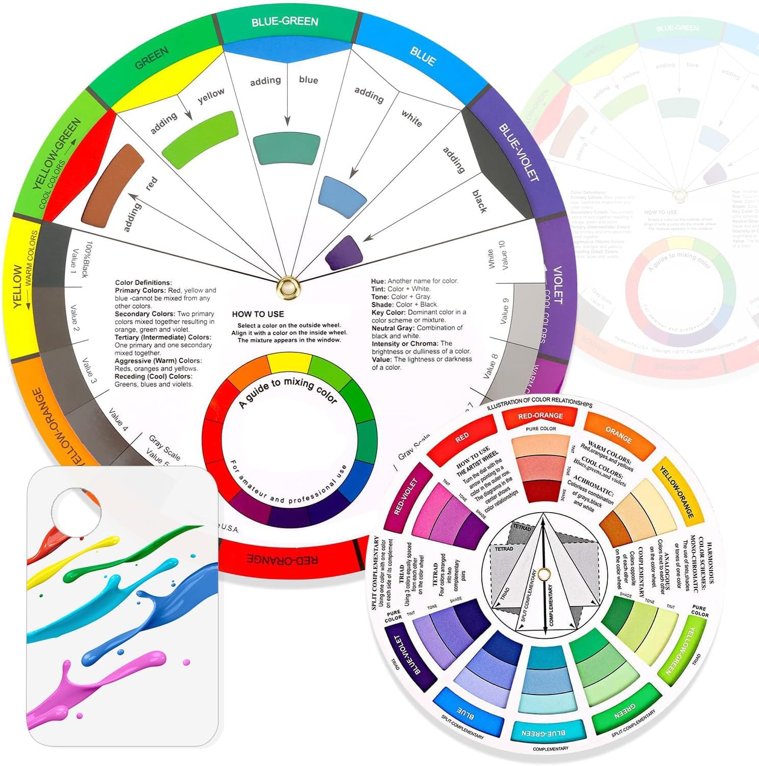 Amazon.com: Actacve 2 Pcs Color Wheel, Creative Palettes Color Mixing ...